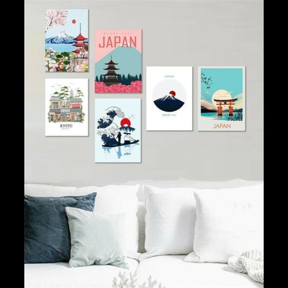 Art | Japan Japanese Travel Posters Asian Wall Art Decor Set Of 6 Print ...